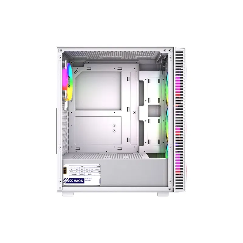 NOVA VANDAL V2 Blanc + NOVA 550W BRONZE - Boîtier Gamer avec Alimentation