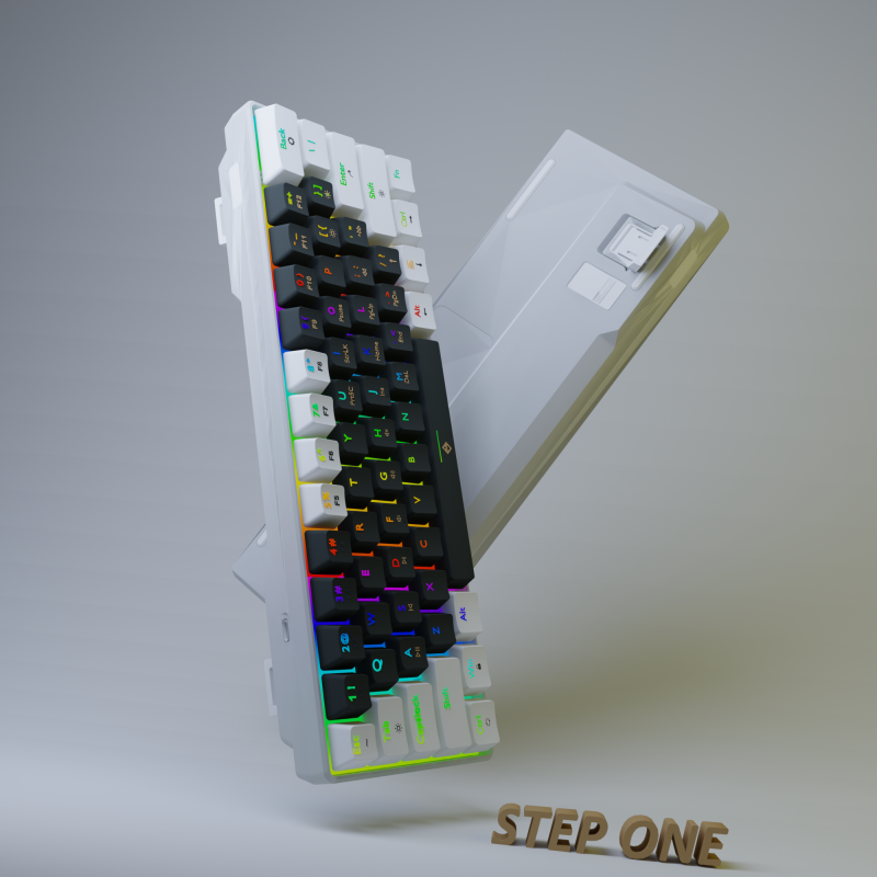 STEP-ONE Mechanical Keyboard (Grey-White) - Next Level PC Maroc